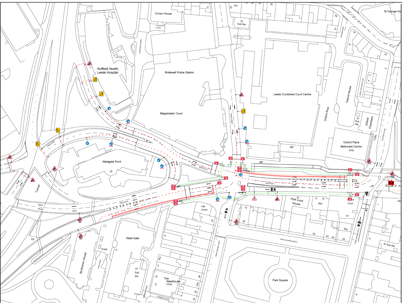 Construction Update: Westgate, Park Row, Oxford Place - Leeds Pipes
